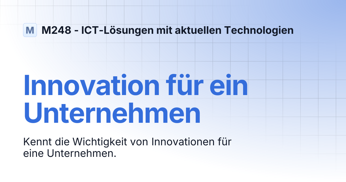Innovation für ein Unternehmen | M248 - ICT-Lösungen mit aktuellen ...